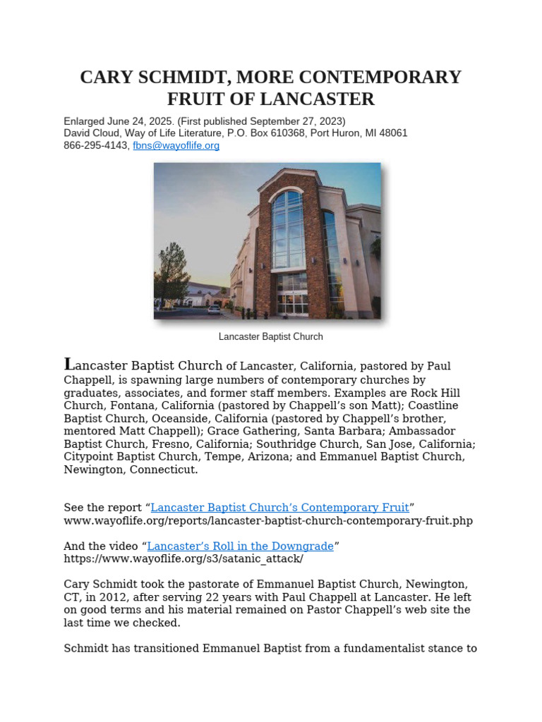 Cary Schmidt's Shift to Contemporary Faith | PDF | Ecumenism ...