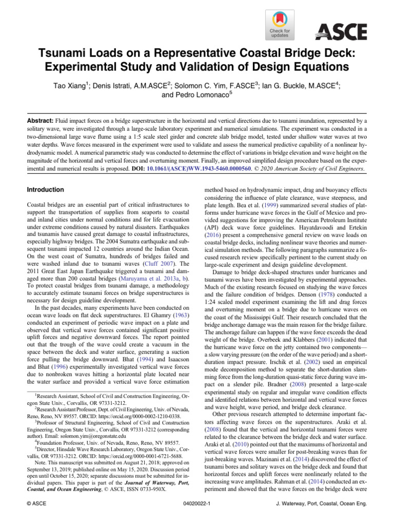 Tsunami Forces on Coastal Bridge Decks | PDF | Tsunami | Force