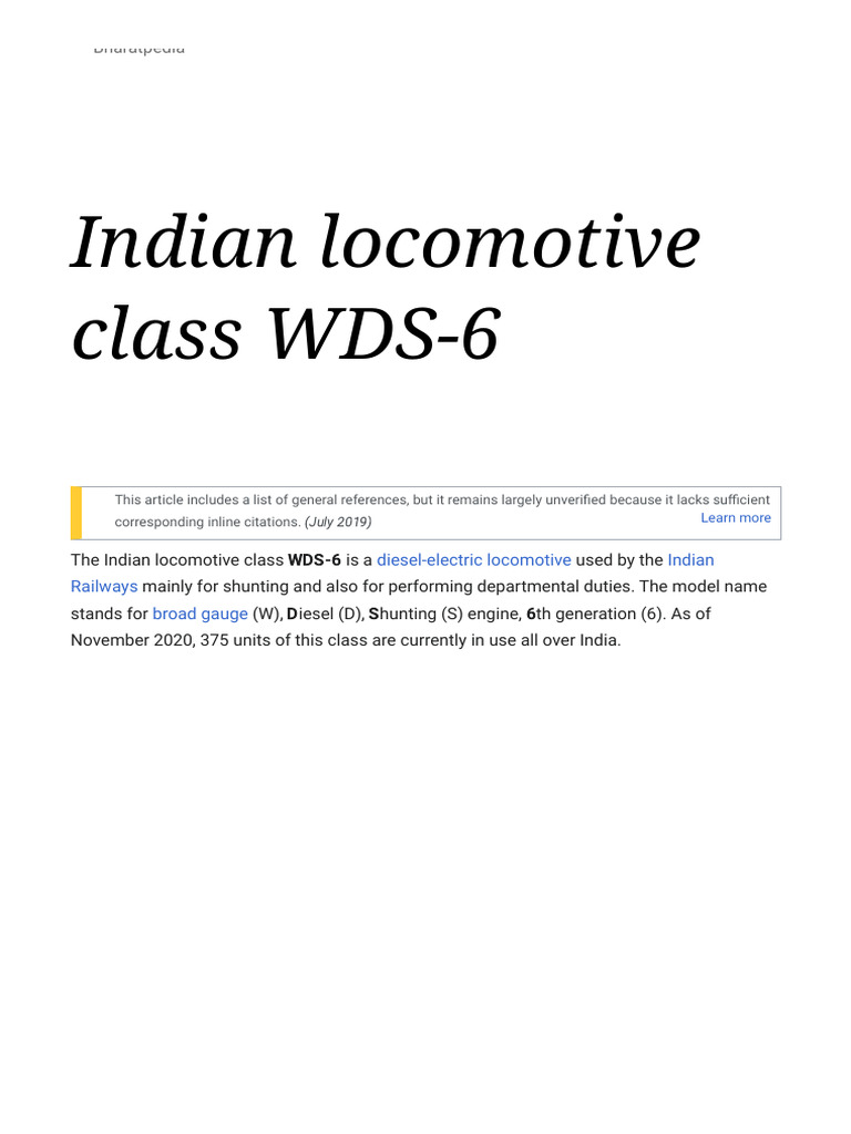 Indian Locomotive Class WDS-6 - Bharatpedia | PDF | Rail Transport ...