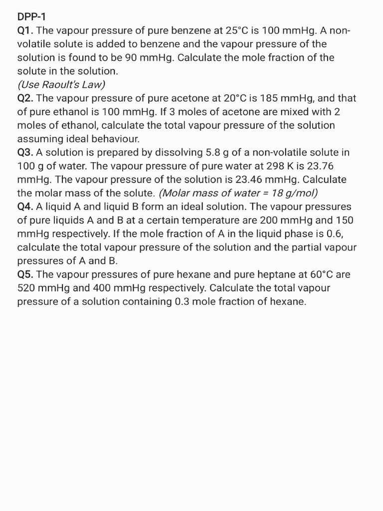Raoults Law | PDF