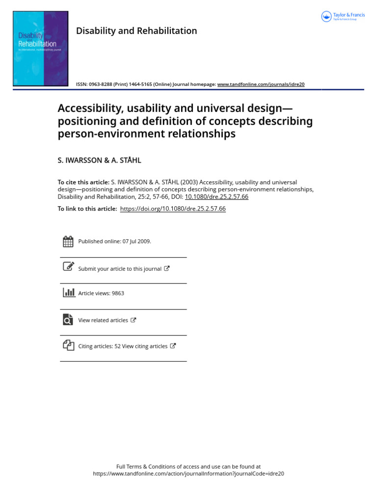 Accessibility Usability and Universal Design Positioning and Definition ...
