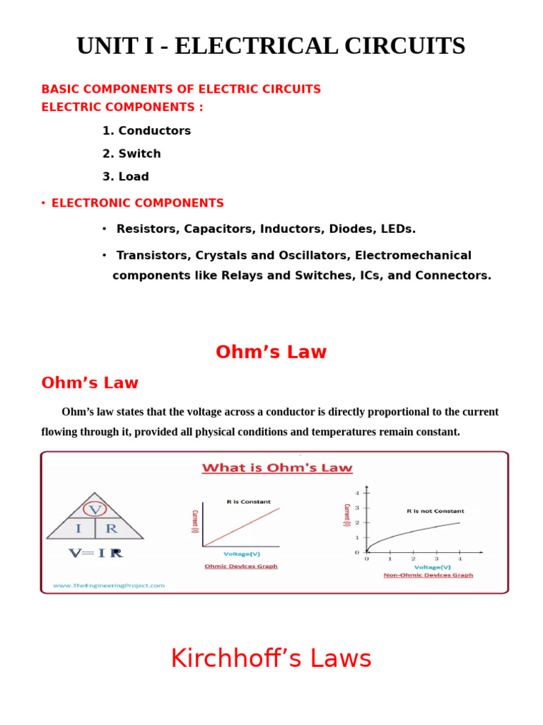 1.1 Ohm's Law, Kirchhoff's Laws | PDF