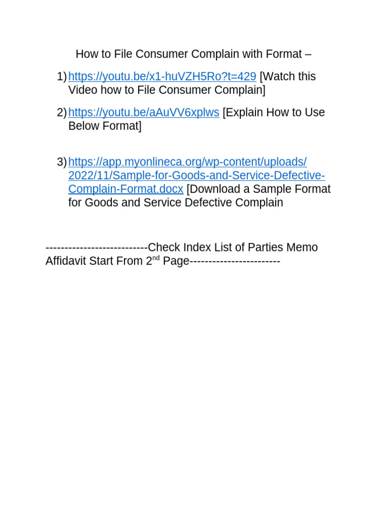 Consumer Complain Format | PDF | Affidavit
