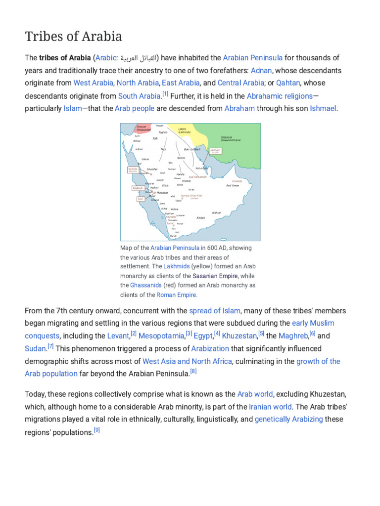 Tribes of Arabia - Wikipedia | PDF | Arabs | Middle East