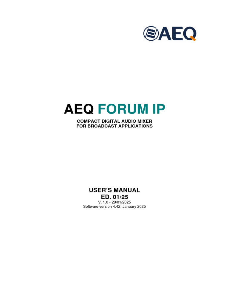 AEQ Forum IP Mixer User Manual | PDF | Audio Engineering | Sound Production
