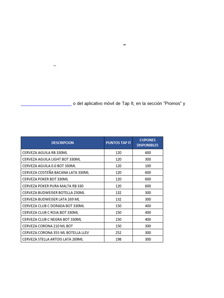 Promoción Cerveza por Puntos en TaDa | PDF | Spamming | Propiedad ...