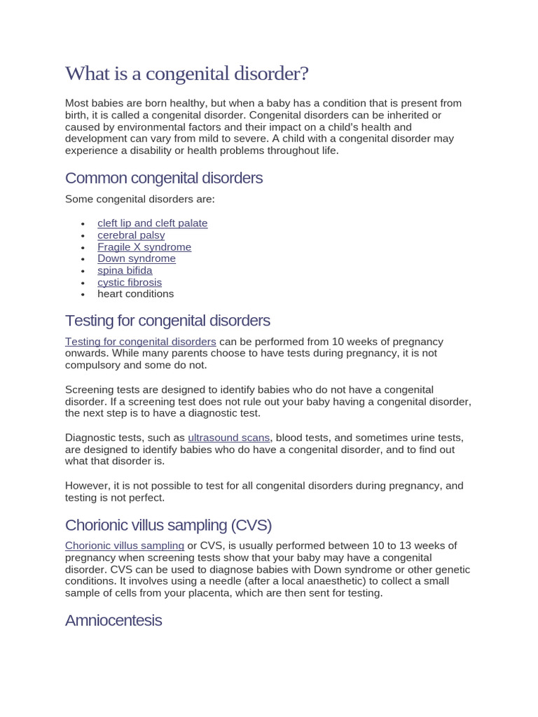 Understanding Congenital Disorders: Causes & Tests | PDF | Pregnancy ...