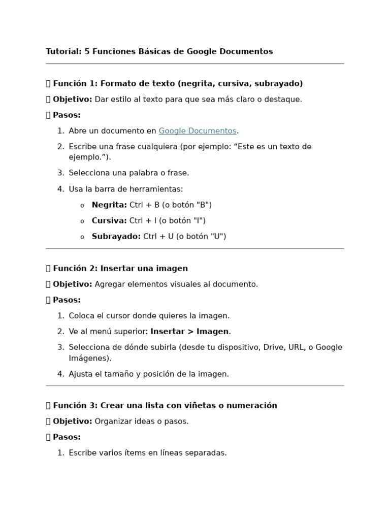 5 Funciones Basicas de Google Docs | PDF