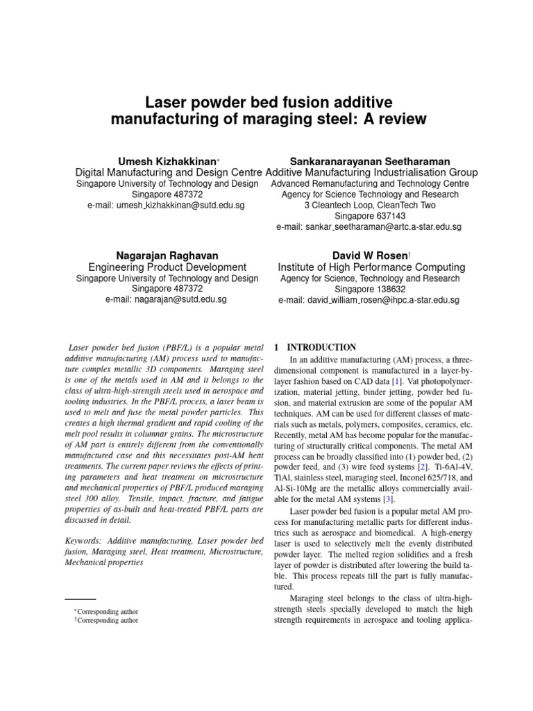 Laser Powder Bed Fusion Additive Manufacturing of Maraging Steel A ...