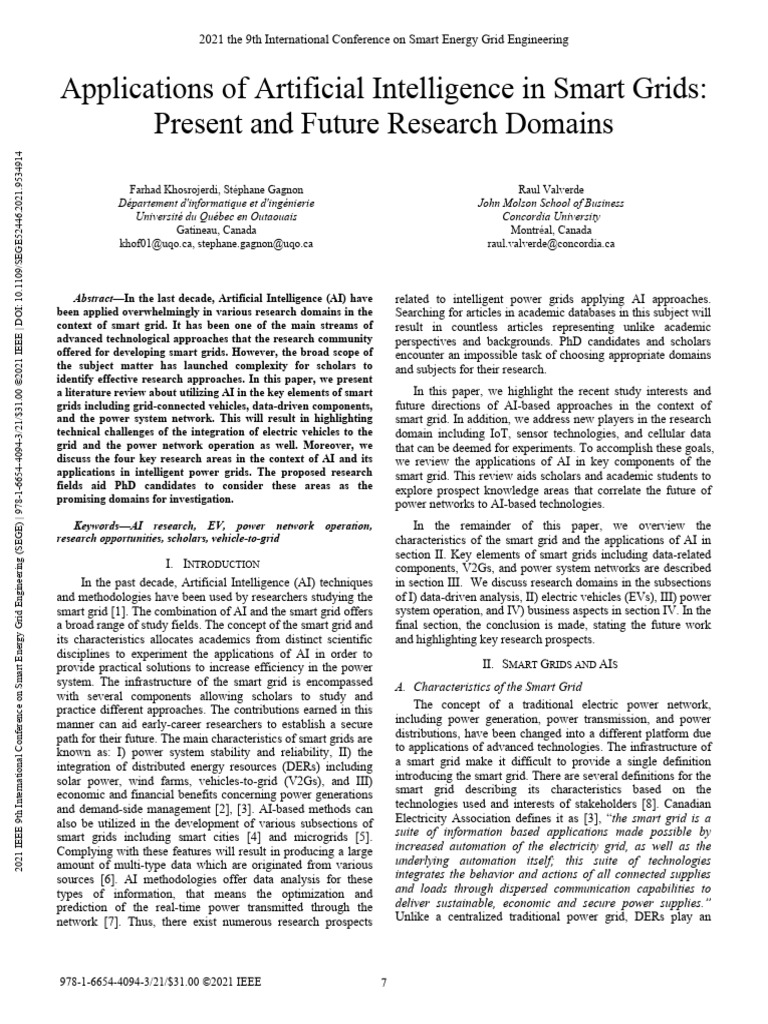 Farhad Khosrojerdi Applications of Artificial | PDF | Smart Grid | Artificial Intelligence