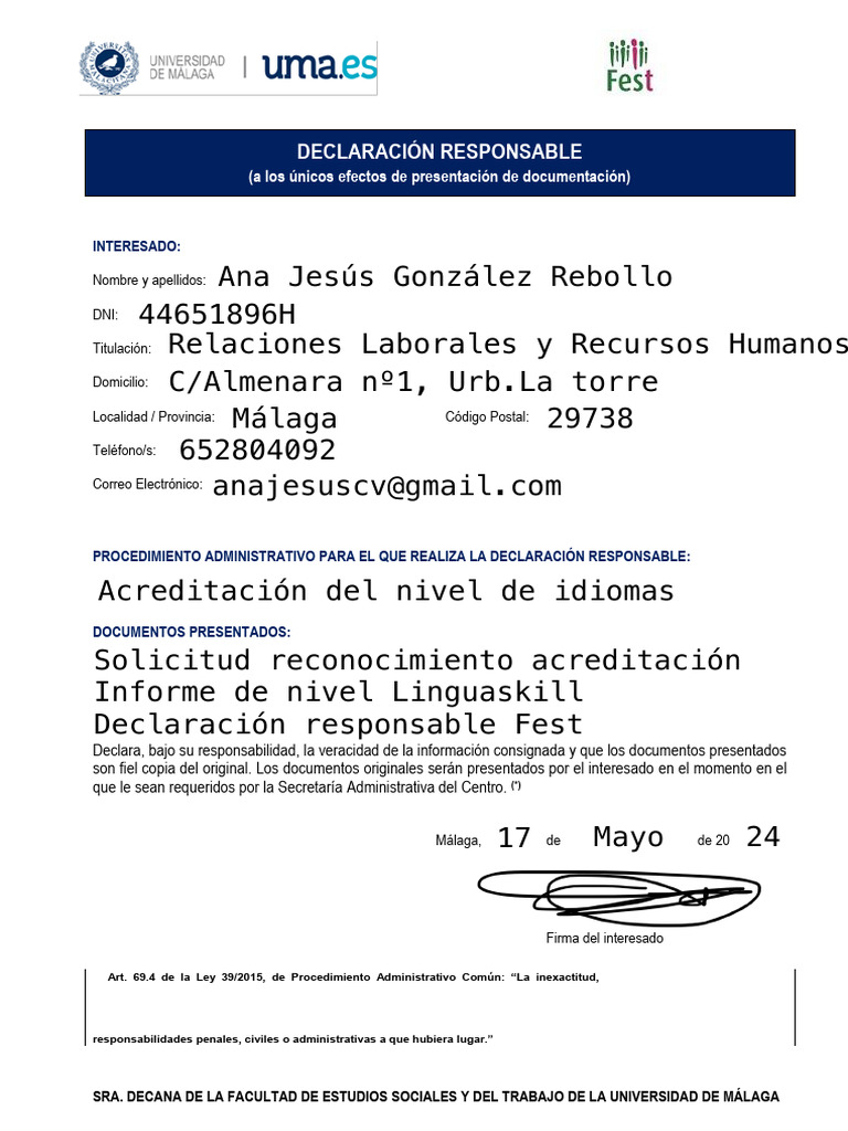 Fest Declaracion Responsable | PDF