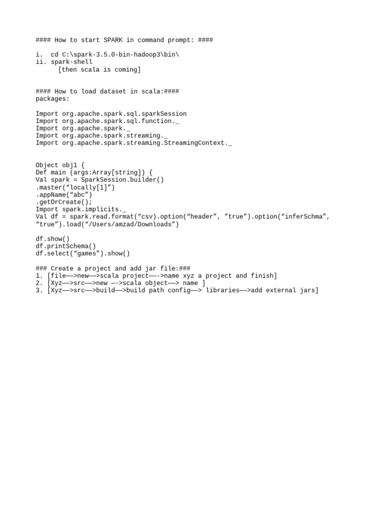 Spark Setup and Dataset Loading Guide | PDF
