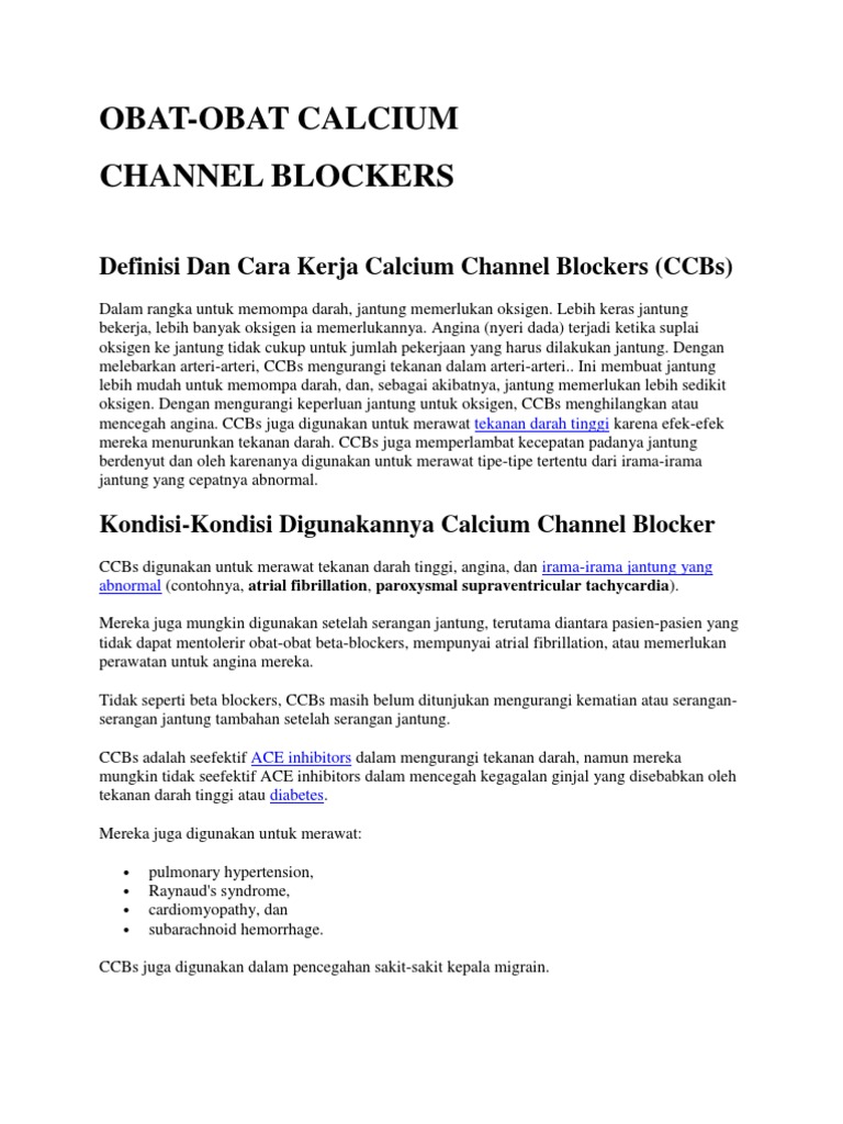Calcium Channel Blocker | PDF | Kesehatan Holistik | Sains & Matematika