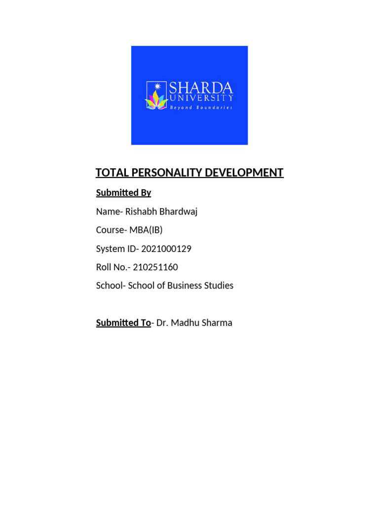 Total Personality Development | PDF | Thought | Behavioural Sciences