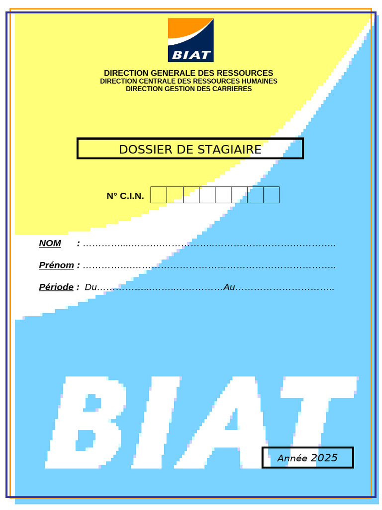 Convention de stage 2025 à la BIAT | PDF