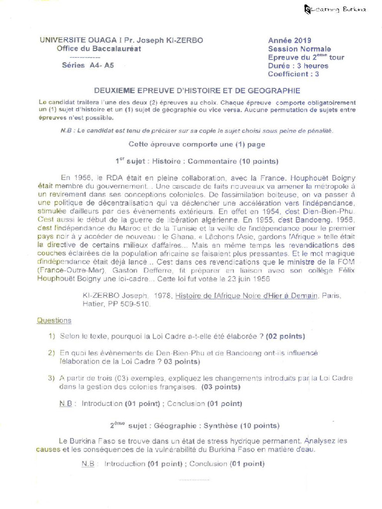 BAC2019 2ndtour A4 A5 HistGeo | PDF