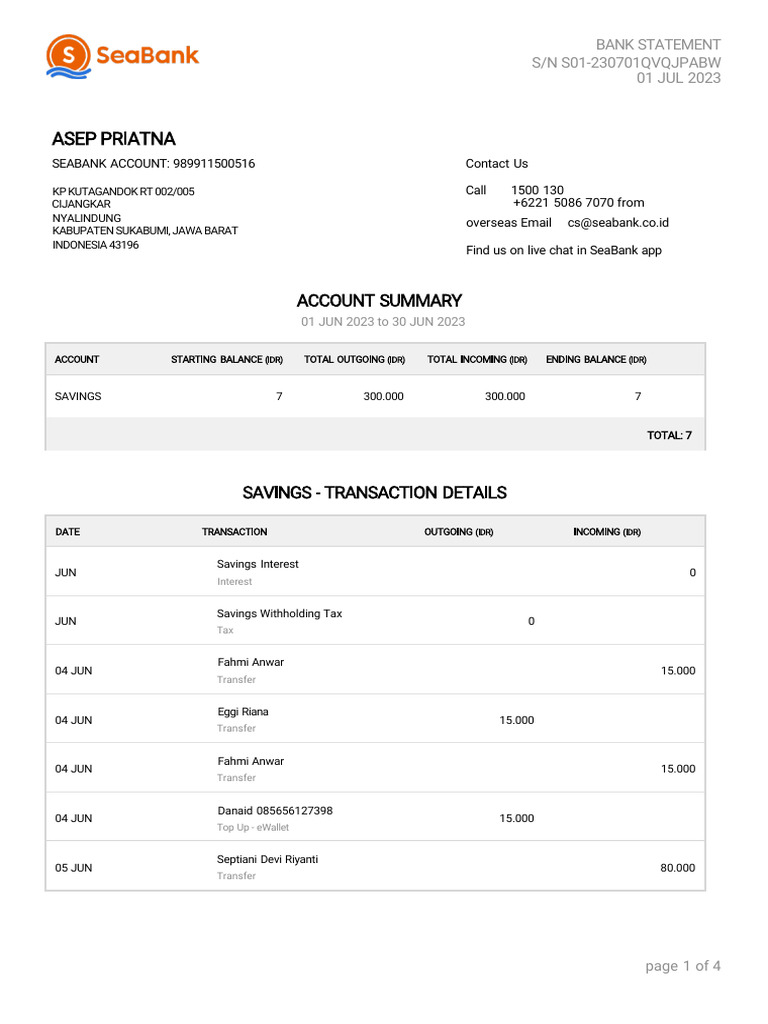 Seabank Statement 20230716 | PDF | Payments | Corporate Jargon