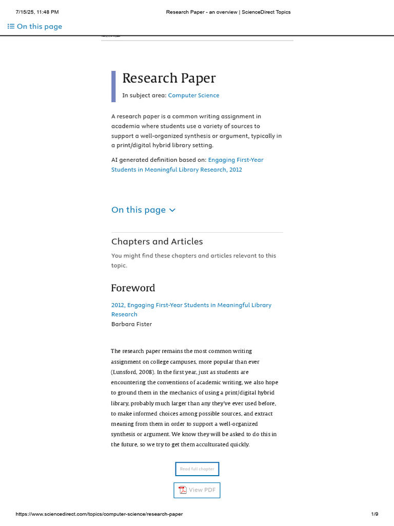Research Paper - An Overview - ScienceDirect Topics | PDF | Academic ...