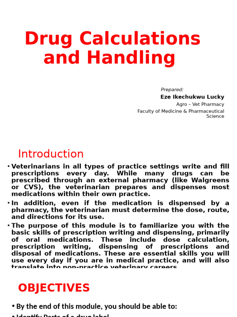 Veterinary Drug Dosage Calculations | PDF | Prescription Drugs | Pound ...