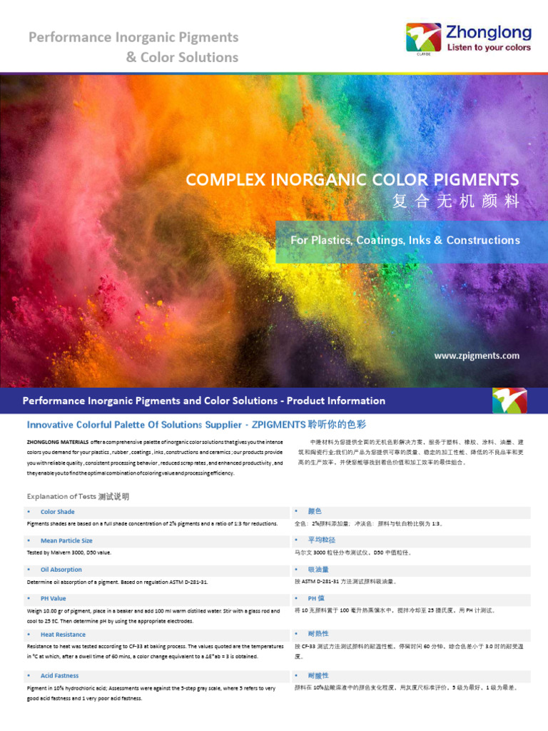 Complex Inorganic Color Pigments Guide | PDF | Pigment | Chromium