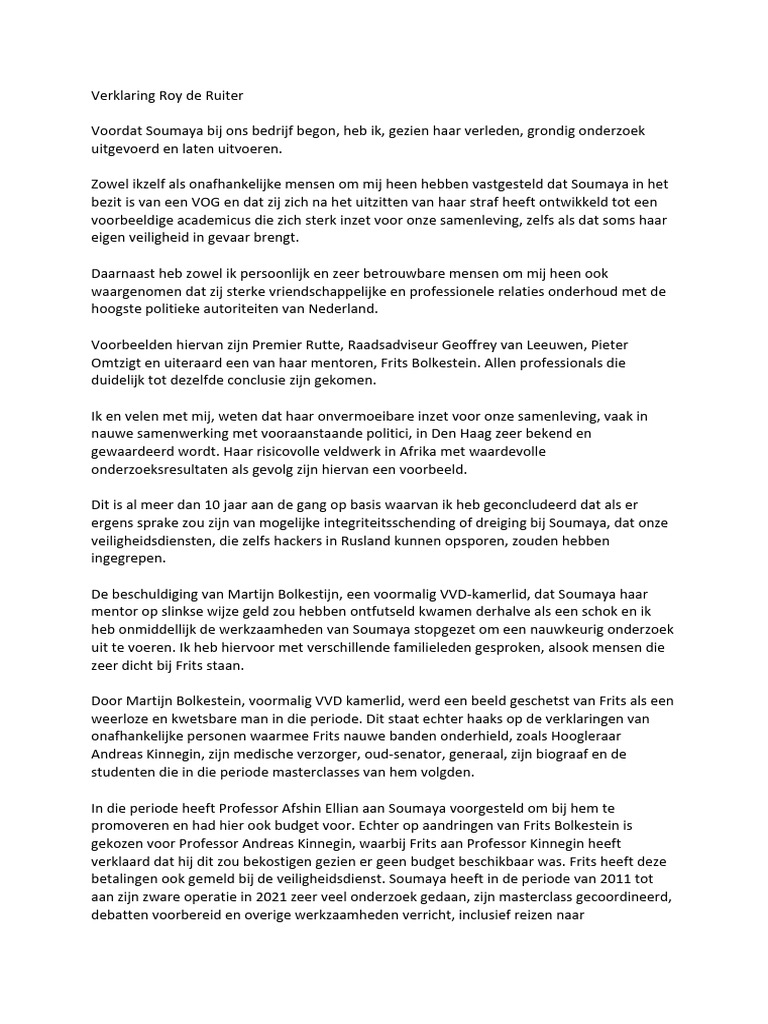 Verklaring Roy de Ruiter | PDF