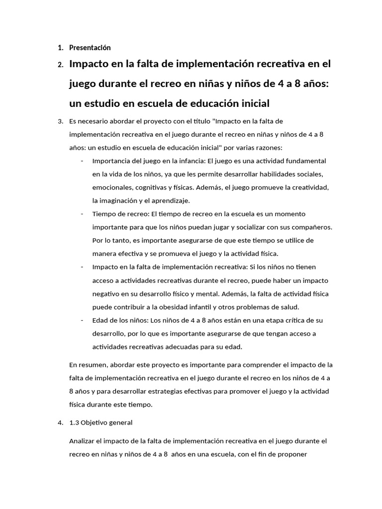 Presentación Proyecto de Titulo | PDF | Educación de la primera infancia | Escuelas
