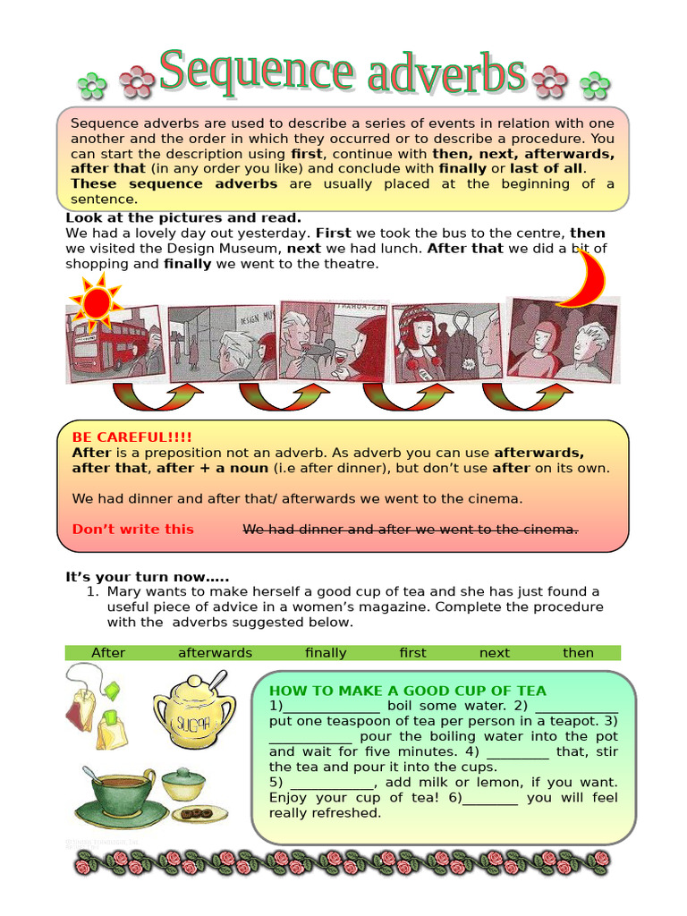 Sequence Adverbs for Daily Activities | PDF