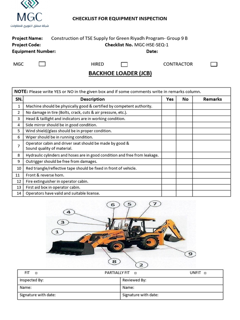 Equipment Inspection Checklist Template | PDF | Manufactured Goods