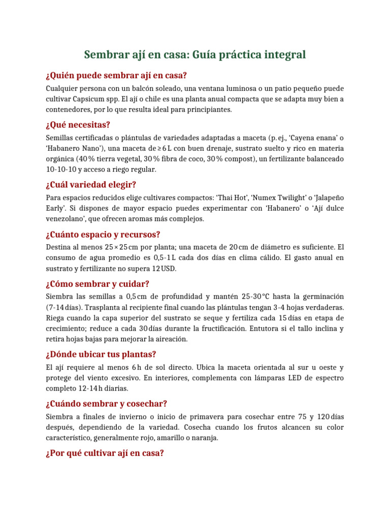 Cómo sembrar ají en casa fácilmente | PDF | Ají picante | Siembra
