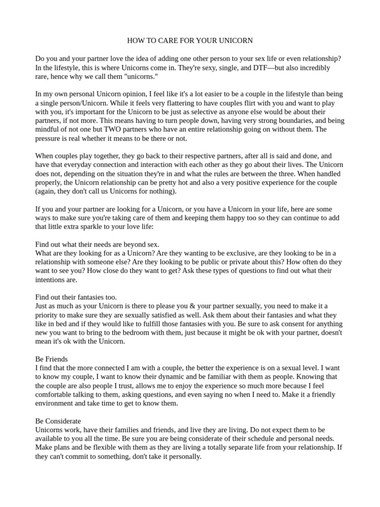 How To Care For Your Unicorn | PDF | Interpersonal Relationships ...