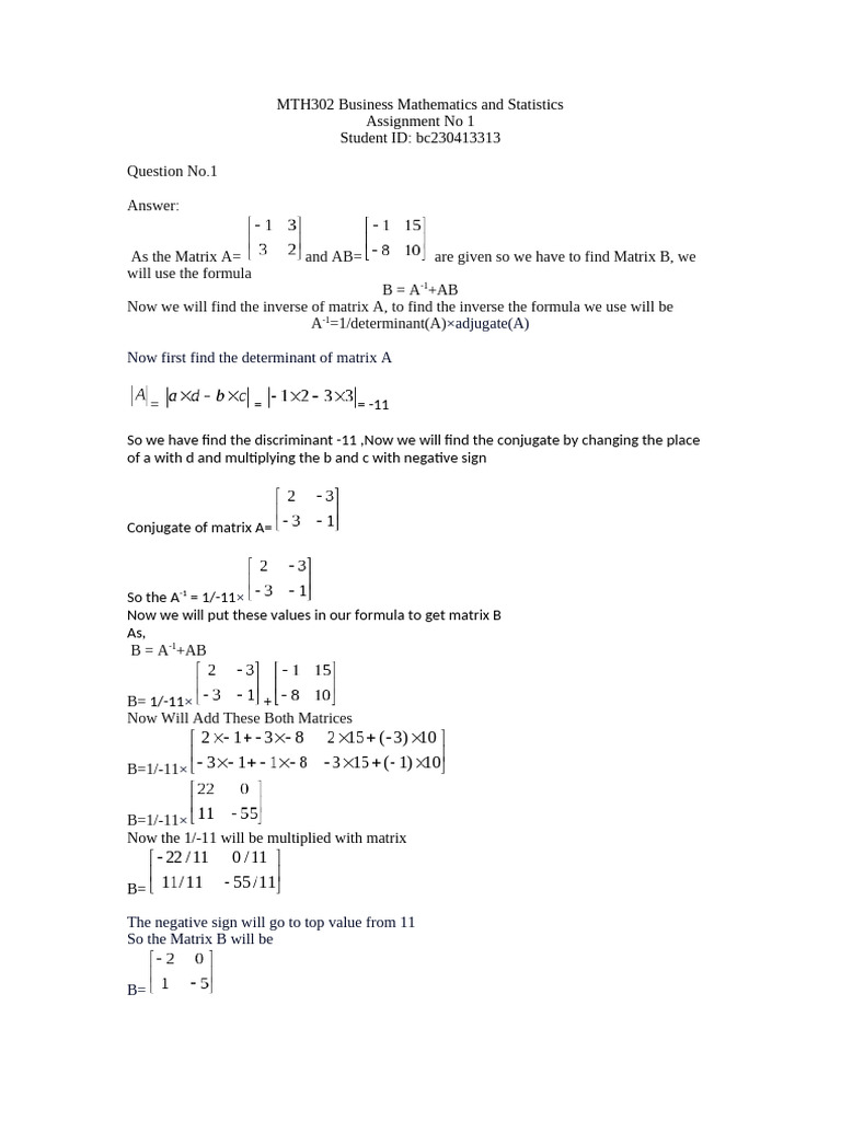 Fall 2023 - MTH302 - 1 - BC230413313 | PDF