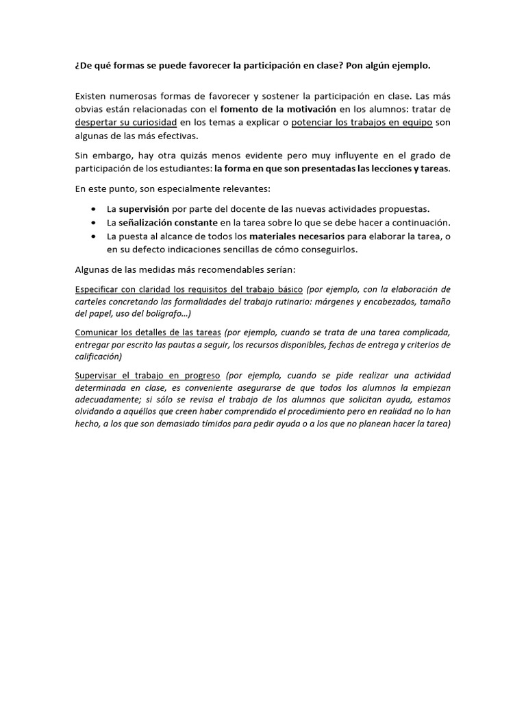 Cómo Favorecer La Participación en Clase | PDF