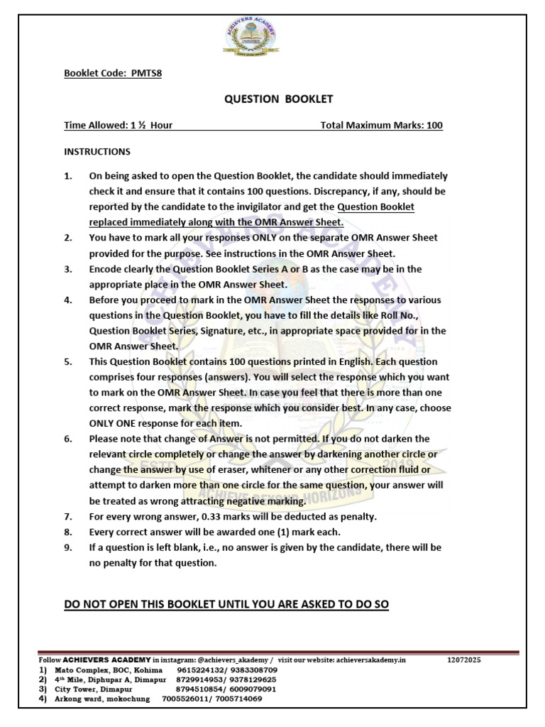 PMT 8 - Modern History Question Paper 8th July 2025 | PDF | Indian ...