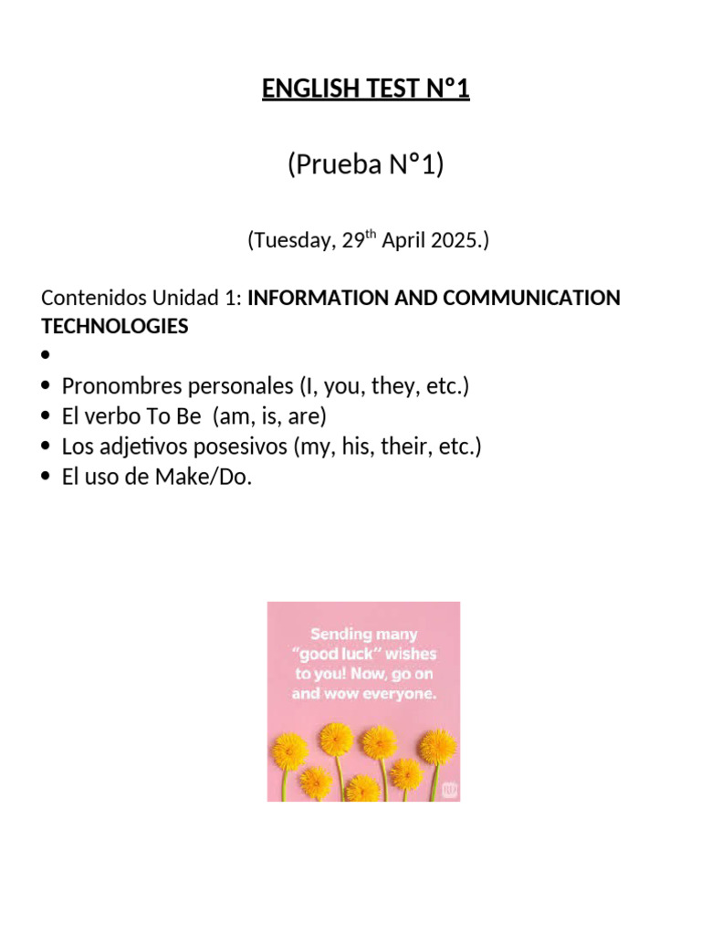 Contenidos Prueba N°1 Octavo Basico 2025 | PDF