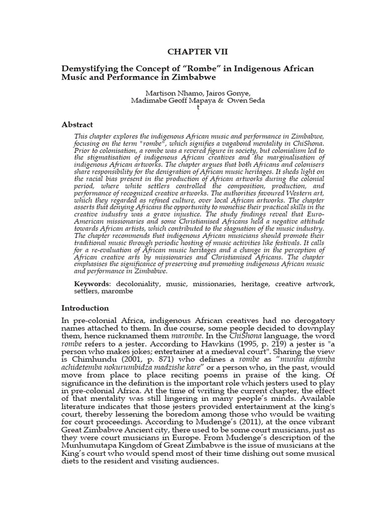 Understanding "Rombe" in Zimbabwean Music | PDF | Public Sphere