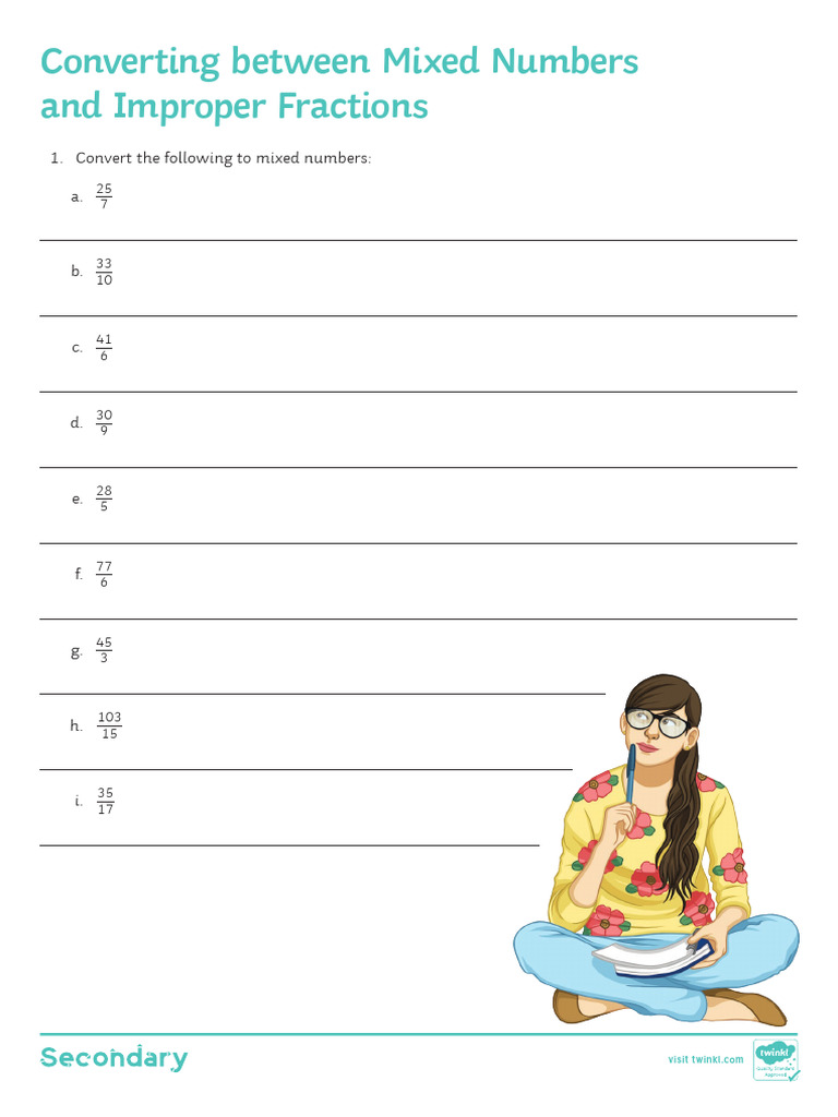 Converting Between Mixed Numbers and Improper Fractions | PDF