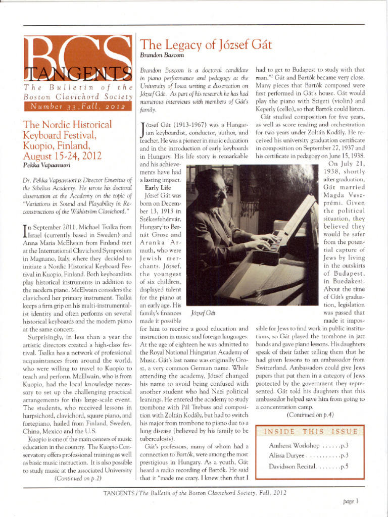 The Legacy of Jozsef Gat | PDF | Johann Sebastian Bach | Piano