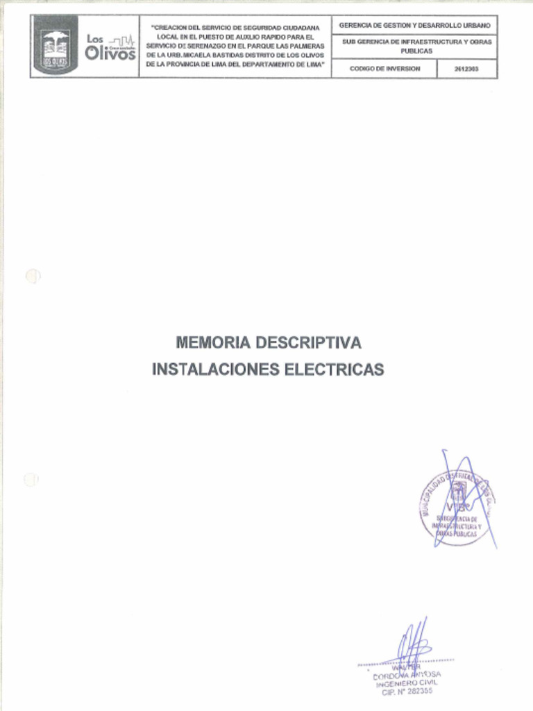 Memoria Descriptiva - Electricas | PDF