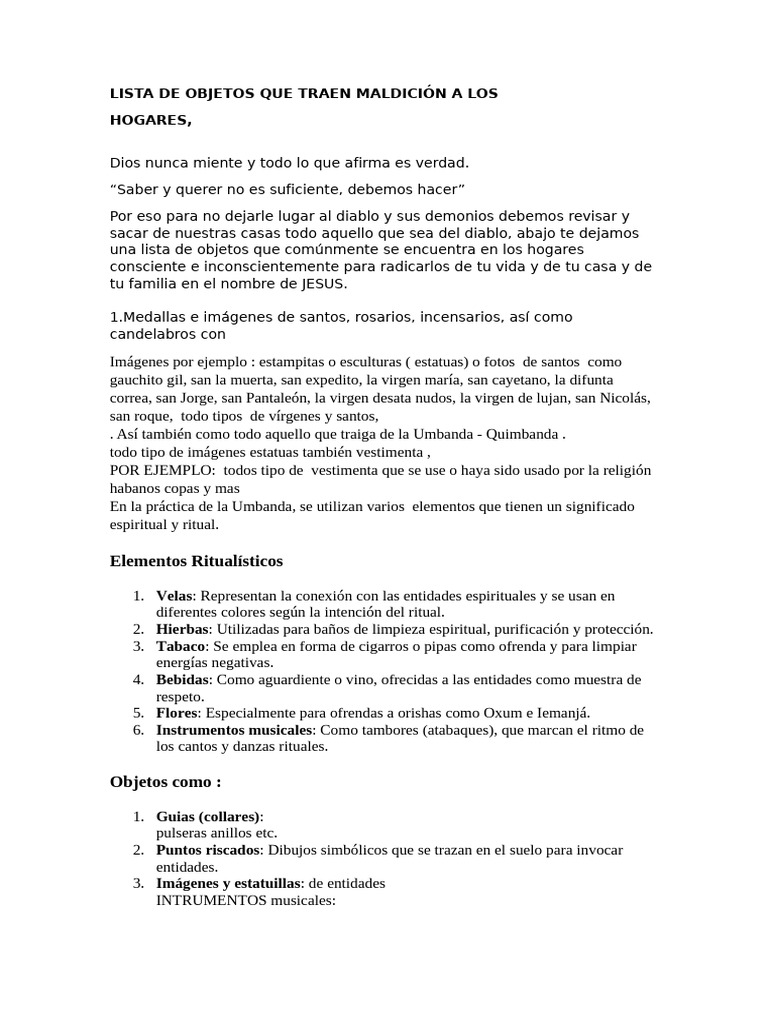 Lista de Objetos de Maldiciones | PDF