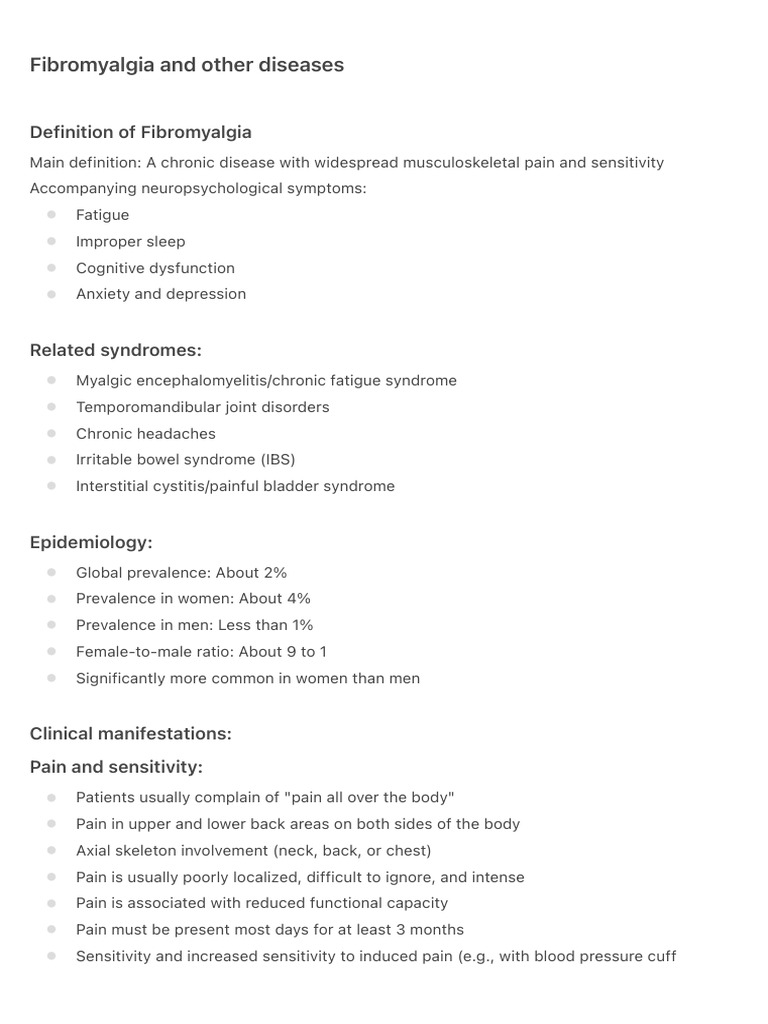 Fibromyalgia and Other Diseases | PDF | Fibromyalgia | Arthritis