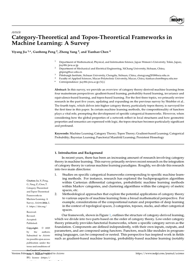 Category-Theoretical and Topos-Theoretical Frameworks in Machine Learning: A Survey - Jia - 2024 ...