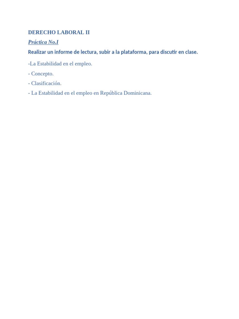 Estabilidad Laboral en RD: Conceptos y Clasificación | PDF