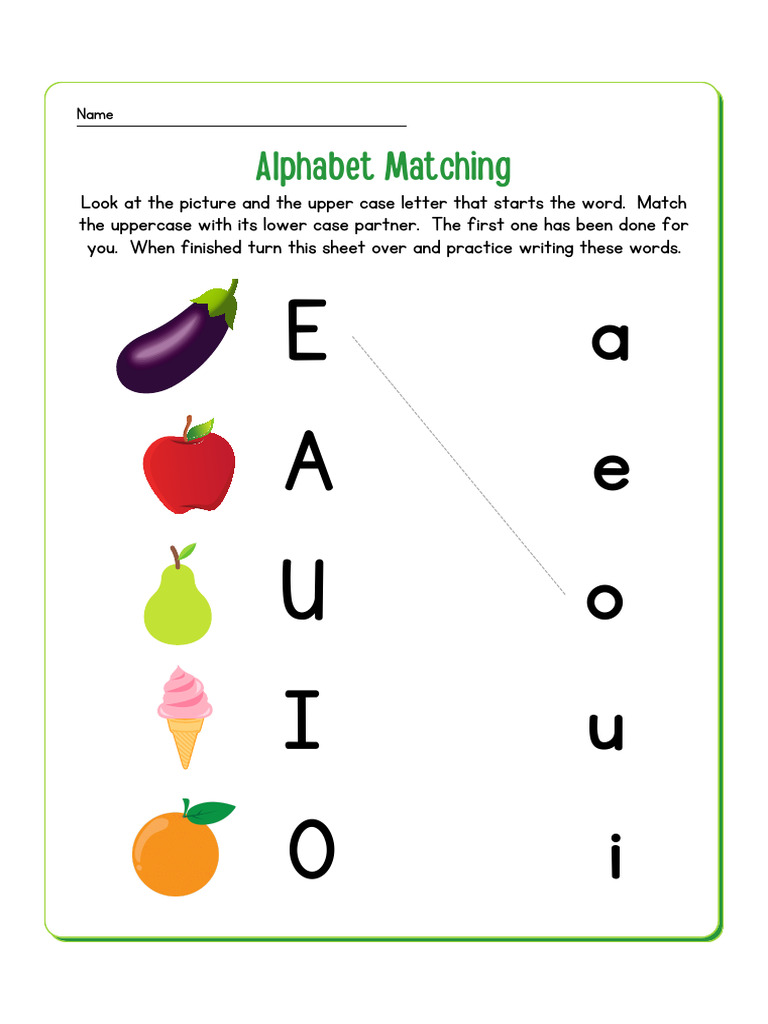 Alphabet Matching Worksheet for Kids | PDF