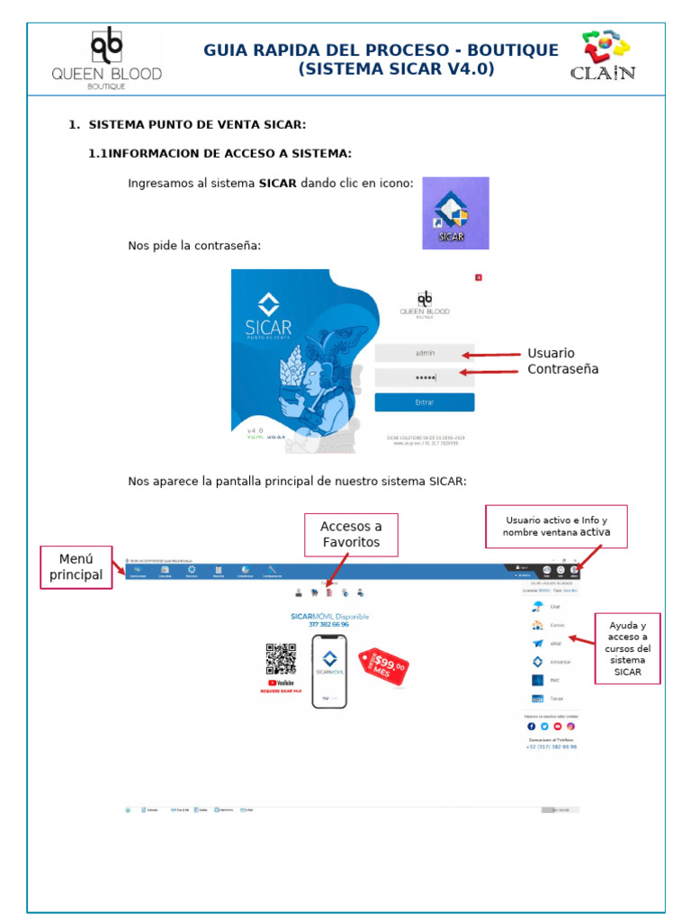 Guía Rápida SICAR V4.0 para Boutique | PDF | Factura | Información