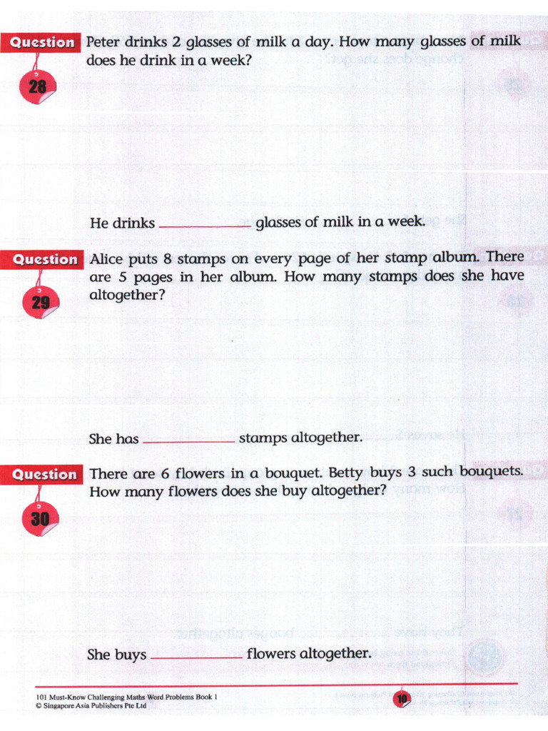101 Challenging Math Word Problems Book 1-14 | PDF