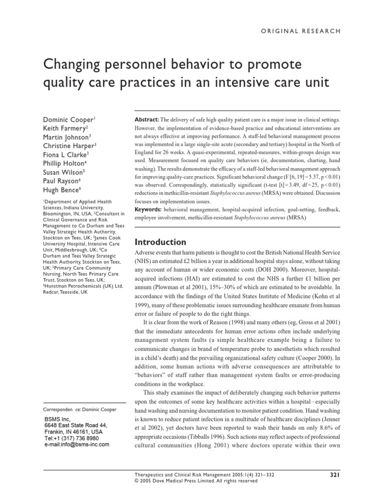 Improving Hospital Care through Behavior Change | PDF | Public Services ...