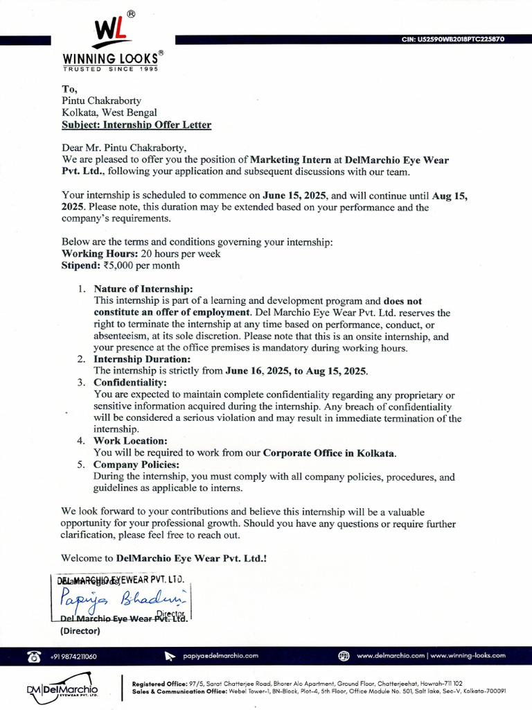 Pintu Chakraborty Offer Letter - PDF Filename - ISO-8859-1''Pintu ...