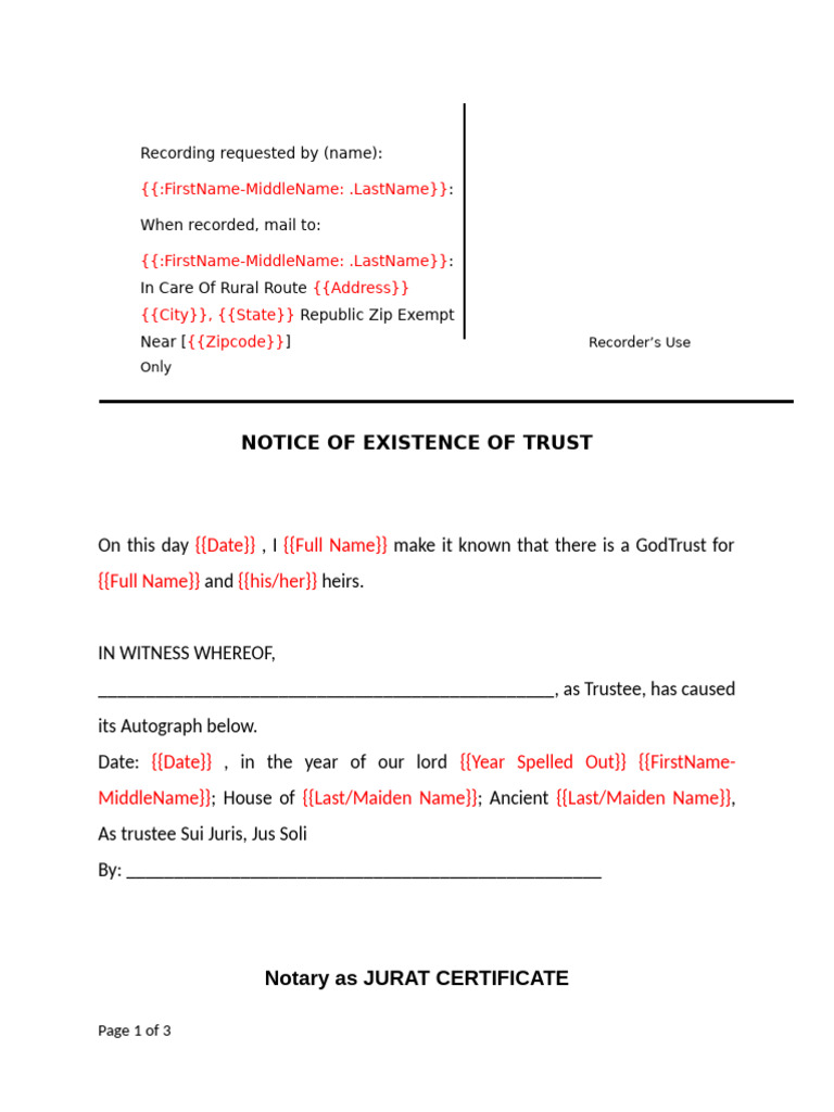 Declaration of Existence and Acceptance of Trusteeship | PDF