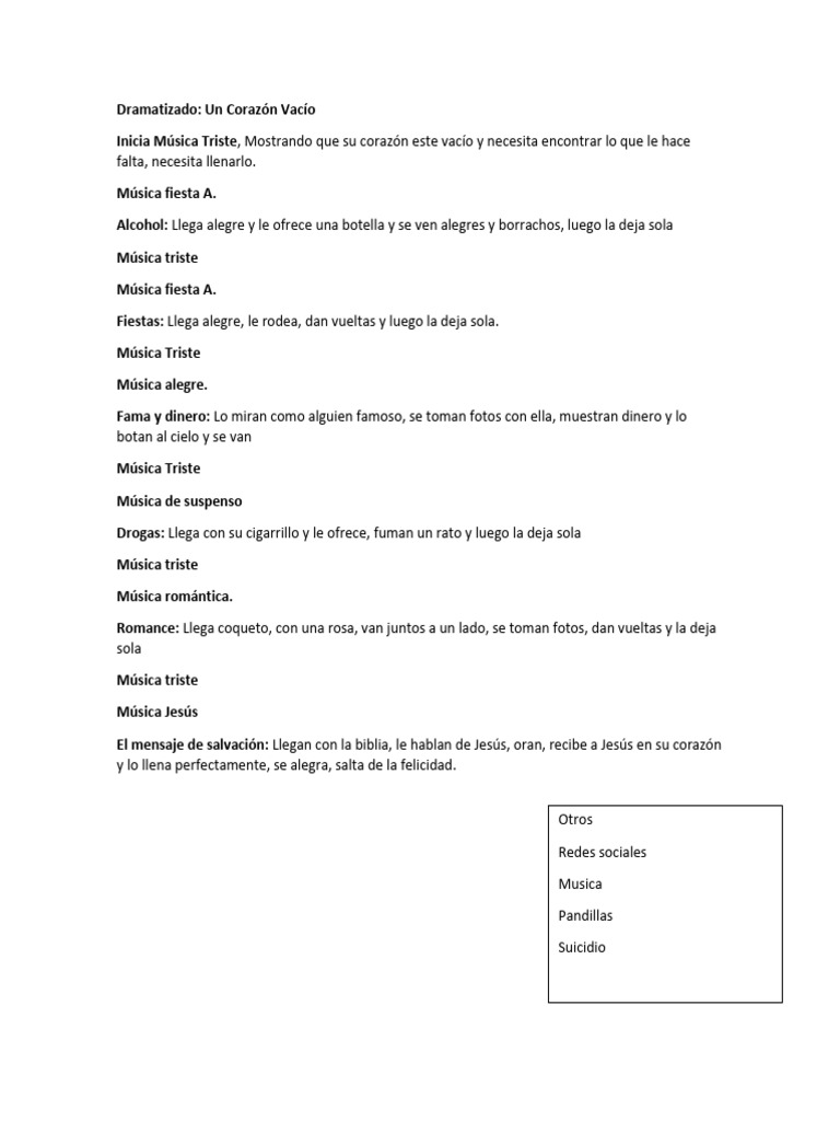 Dramatizado Un Corazon Vacio | PDF