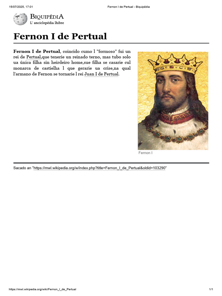 Fernon I de Pertual - Biquipédia | PDF